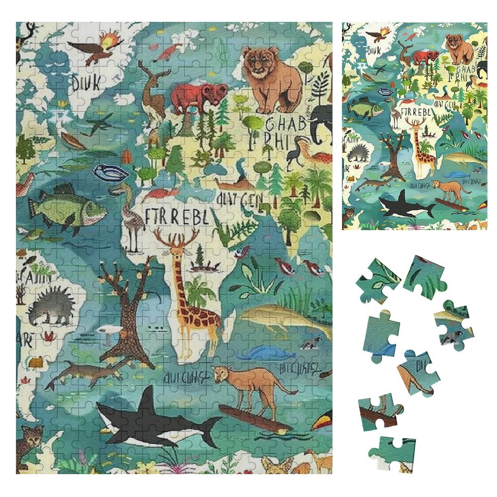 Sheronv Primitivism Birds Map Wooden Jigsaw Puzzle Vertically Designed ...