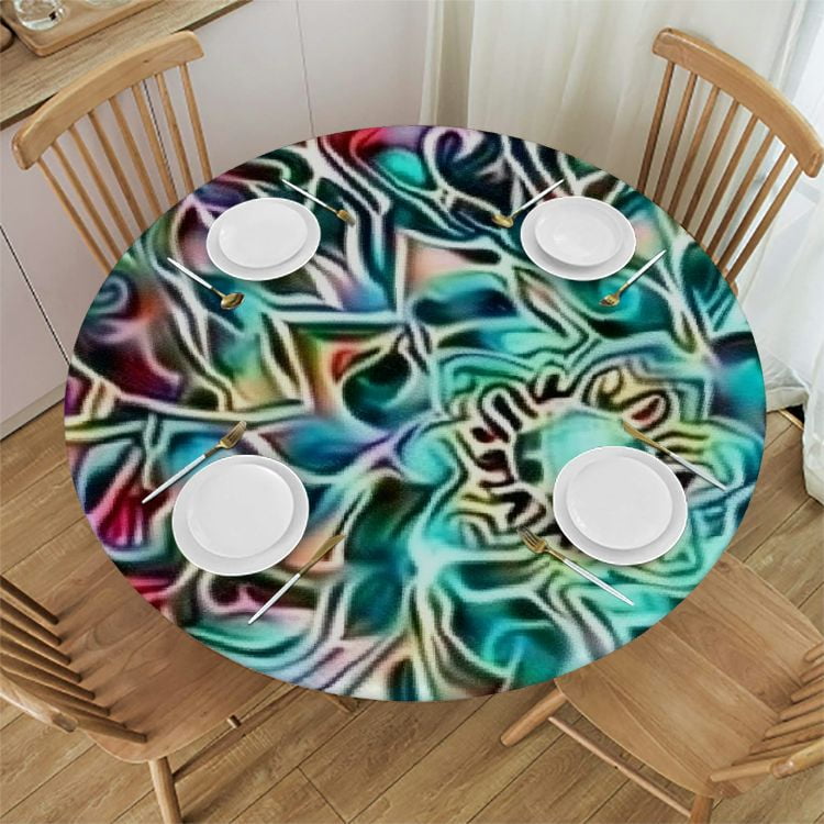 Sheronv Psychedelic Art Round Table Cover Stain Resistant and Washable ...