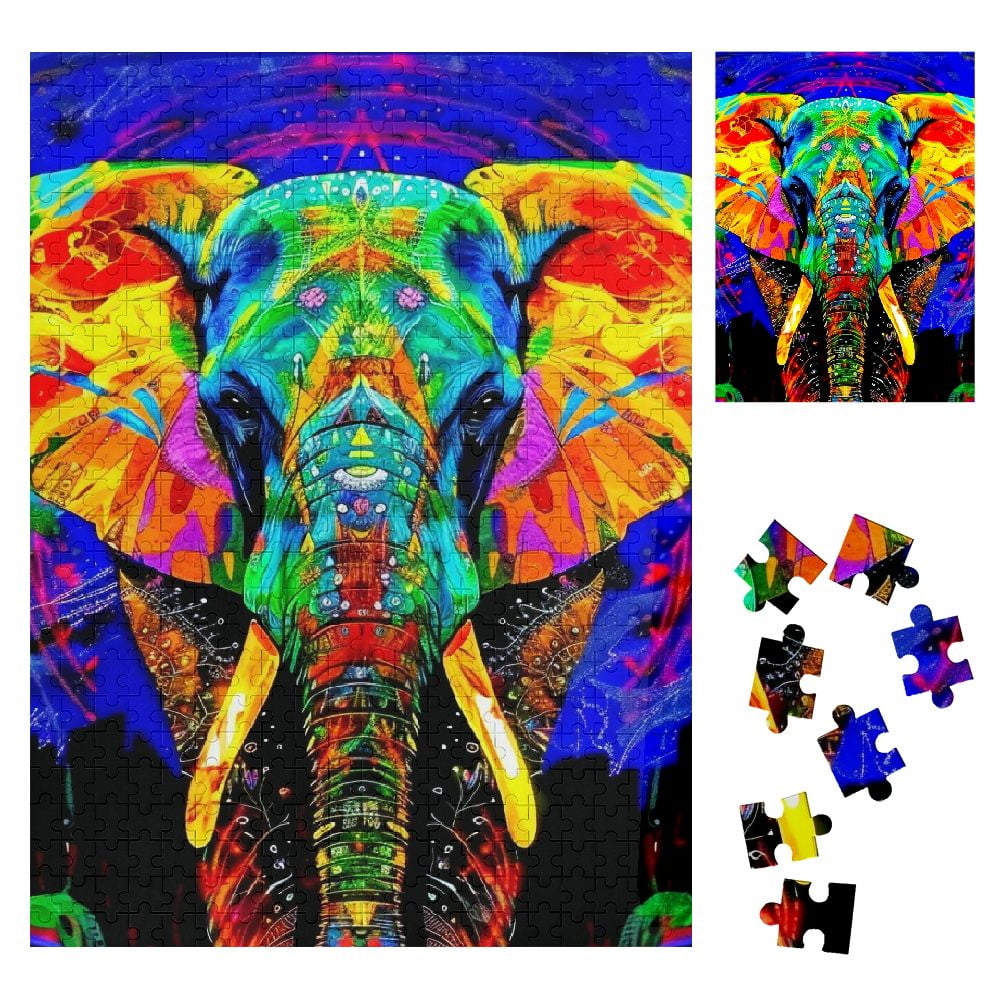 Sheronv Psychedelic Elephant Wooden Jigsaw Puzzle Vertical Impossible ...