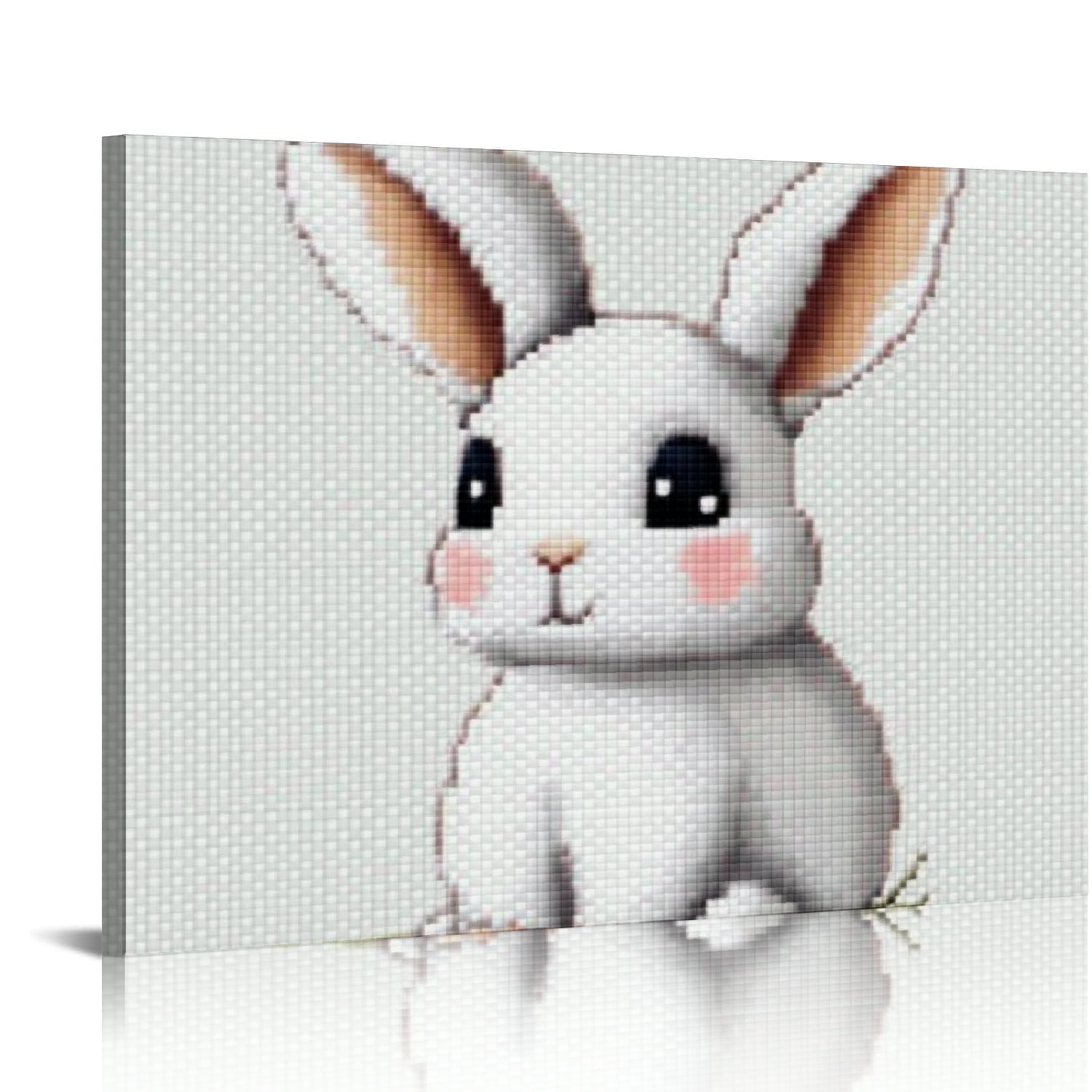 Sheronv Rabbit Kawaii Cross Stitch Wall Decor for Living Room Bedroom Office, Ready to Hang ...