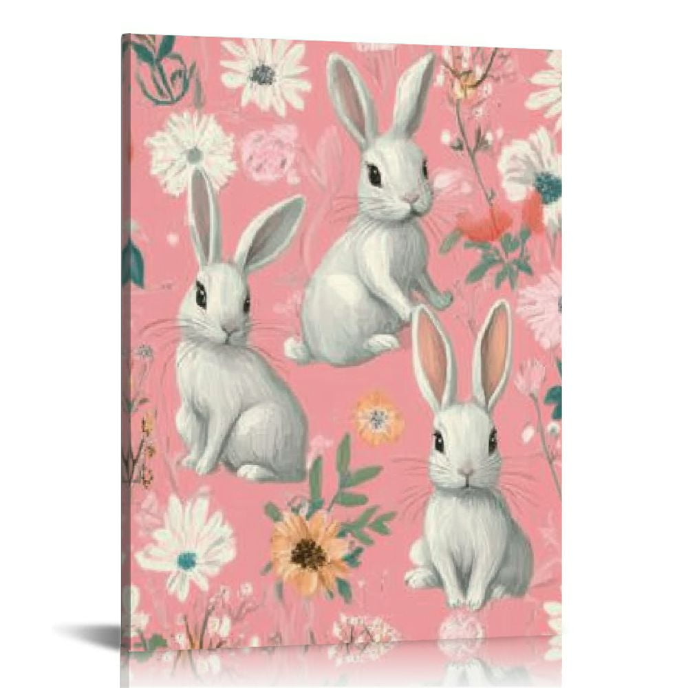 Sheronv Rabbits Flowers Kitsch Movement Fine Art Aesthetic Poster ...