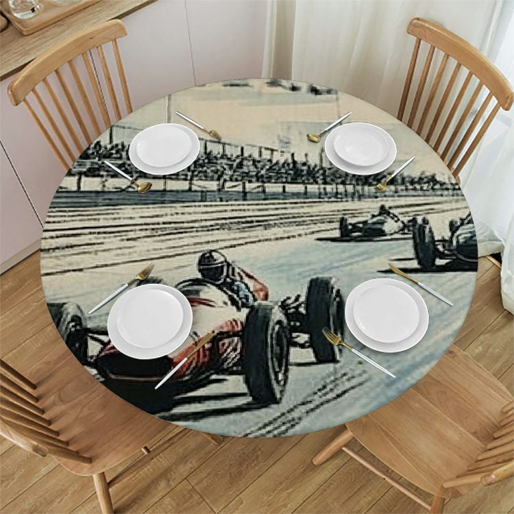 Sheronv Race Car Round Tablecloth 100% Polyester Stain Resistant and ...