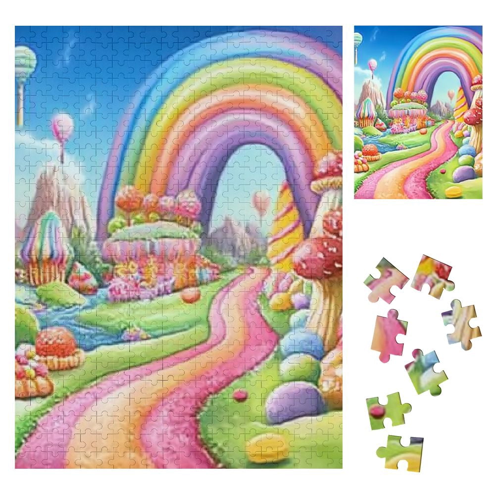 Sheronv Rainbow Candy Land Wooden Jigsaw Puzzle Vertical Leisure Game ...