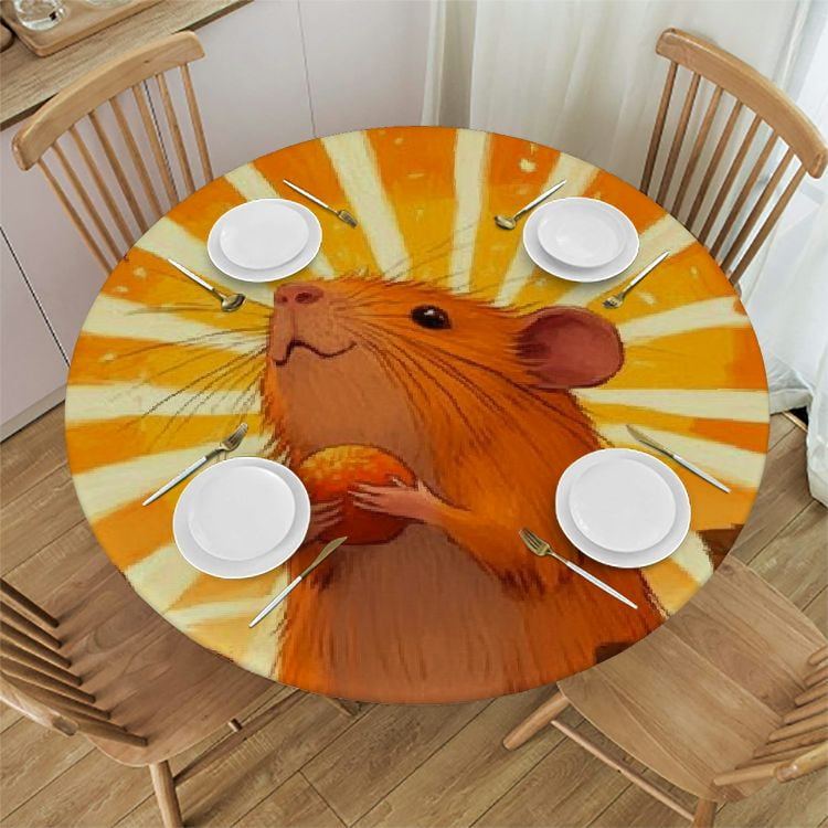 Sheronv Rat Oranges Sunburst Round Table Cover Stain Resistant Washable ...
