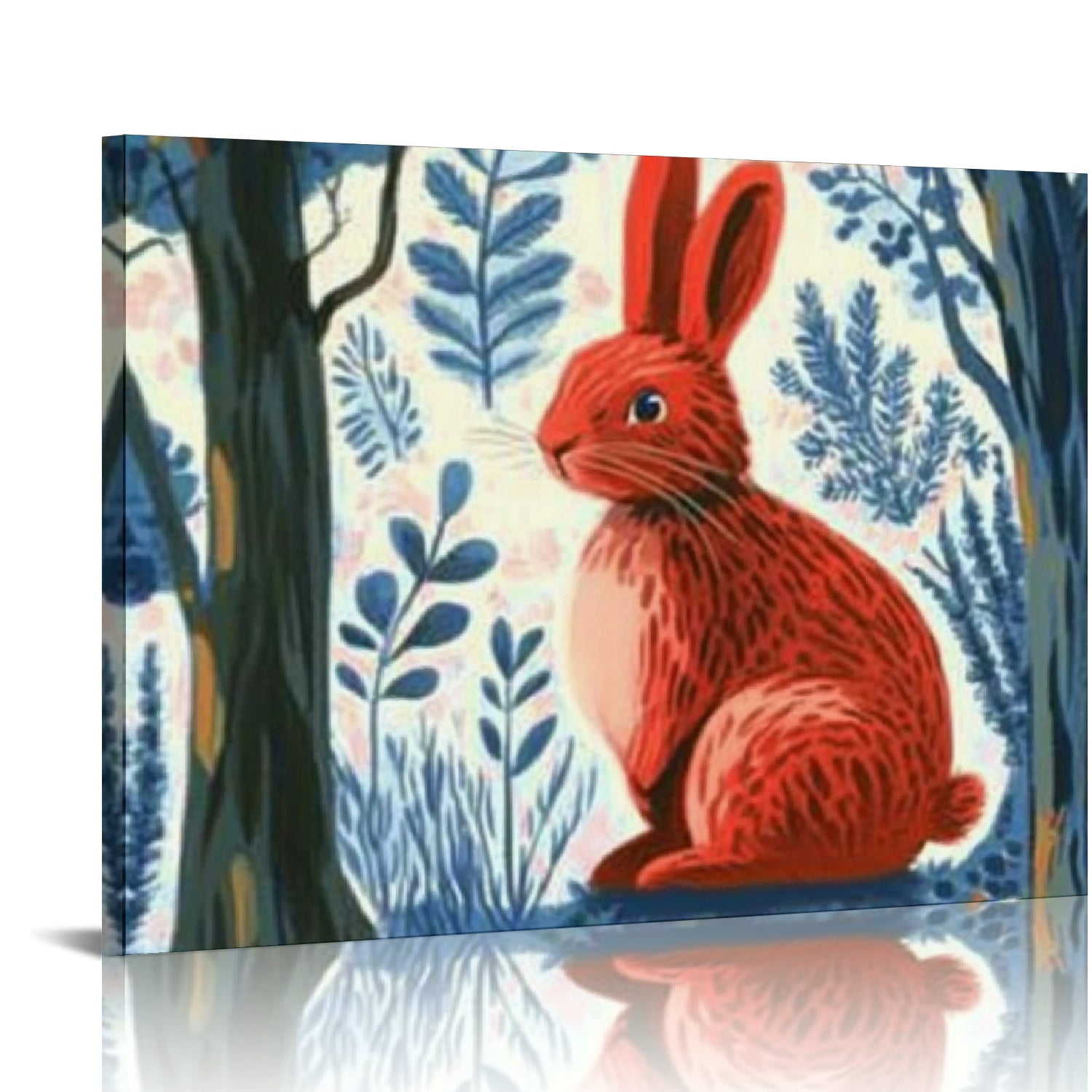 Sheronv Red Rabbit Forest Print on Canvas Wall Art Decor for Living ...