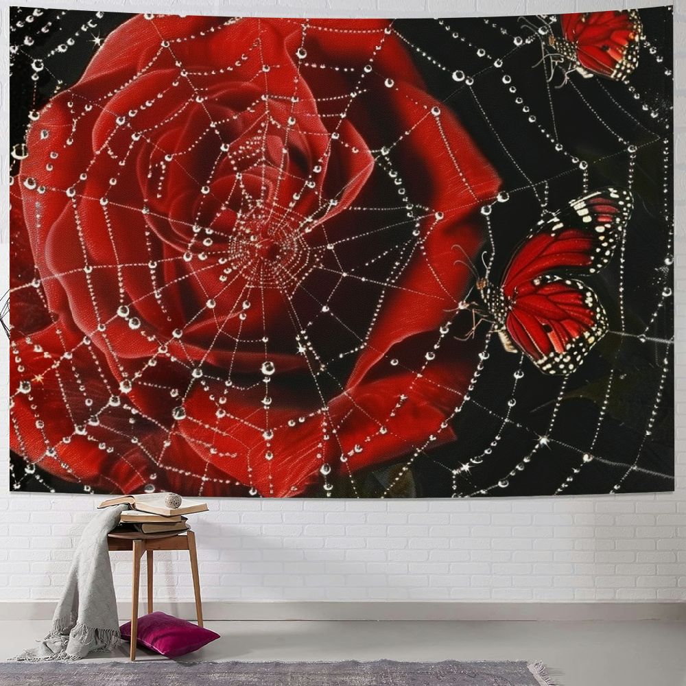 Sheronv Red Rose Tapestry Wall Hanging Unique Style Graphic Home Decor ...