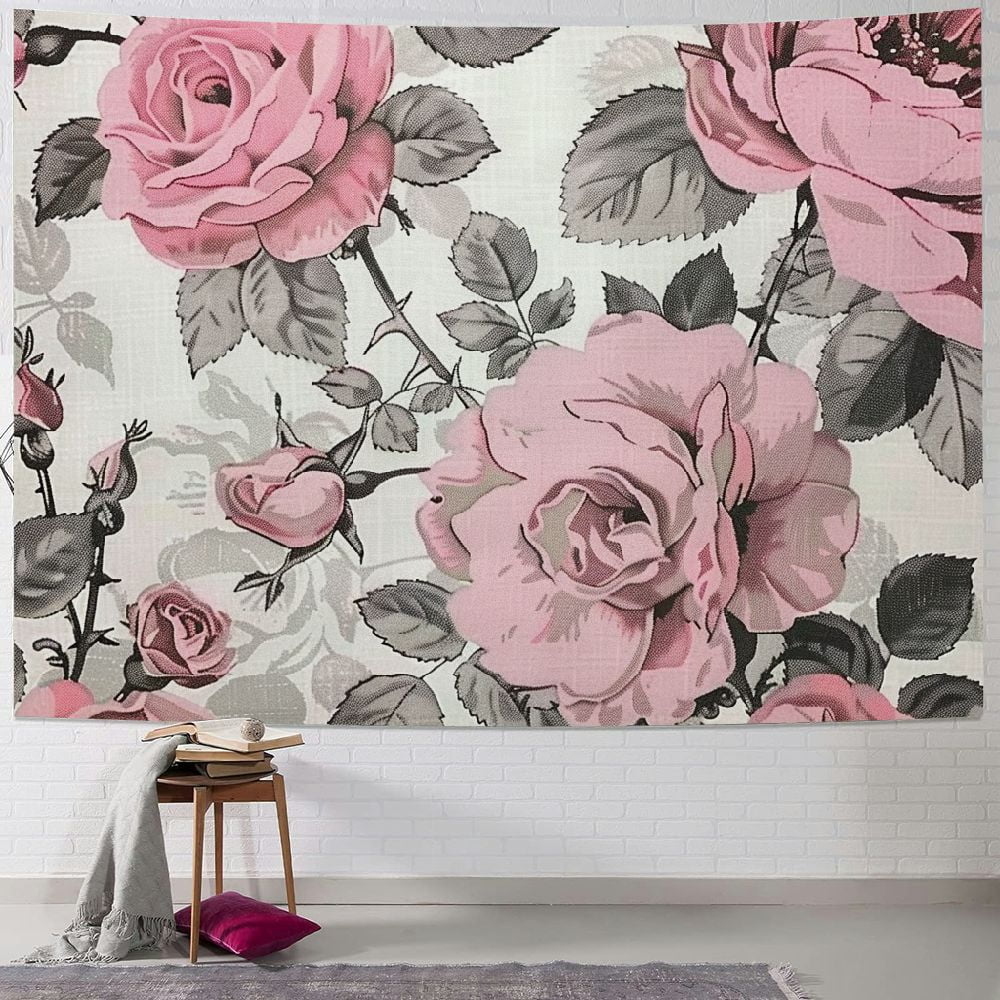 Sheronv Rose Flowers Leaves Tapestry Wall Hanging Unique Style Graphic ...