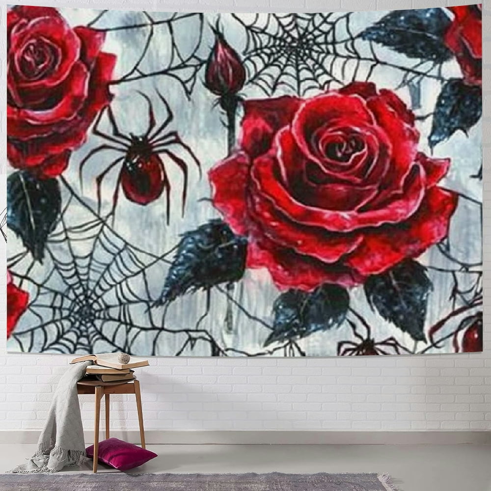 Sheronv Rose Spider Web Gothic Art Tapestry Wall Hanging Unique Style ...