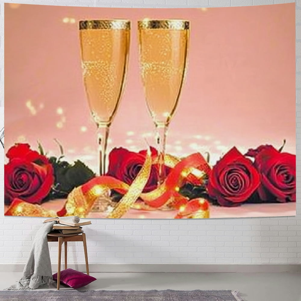 Sheronv Roses Champagne Ribbon Tapestry Wall Hanging Unique Style for ...