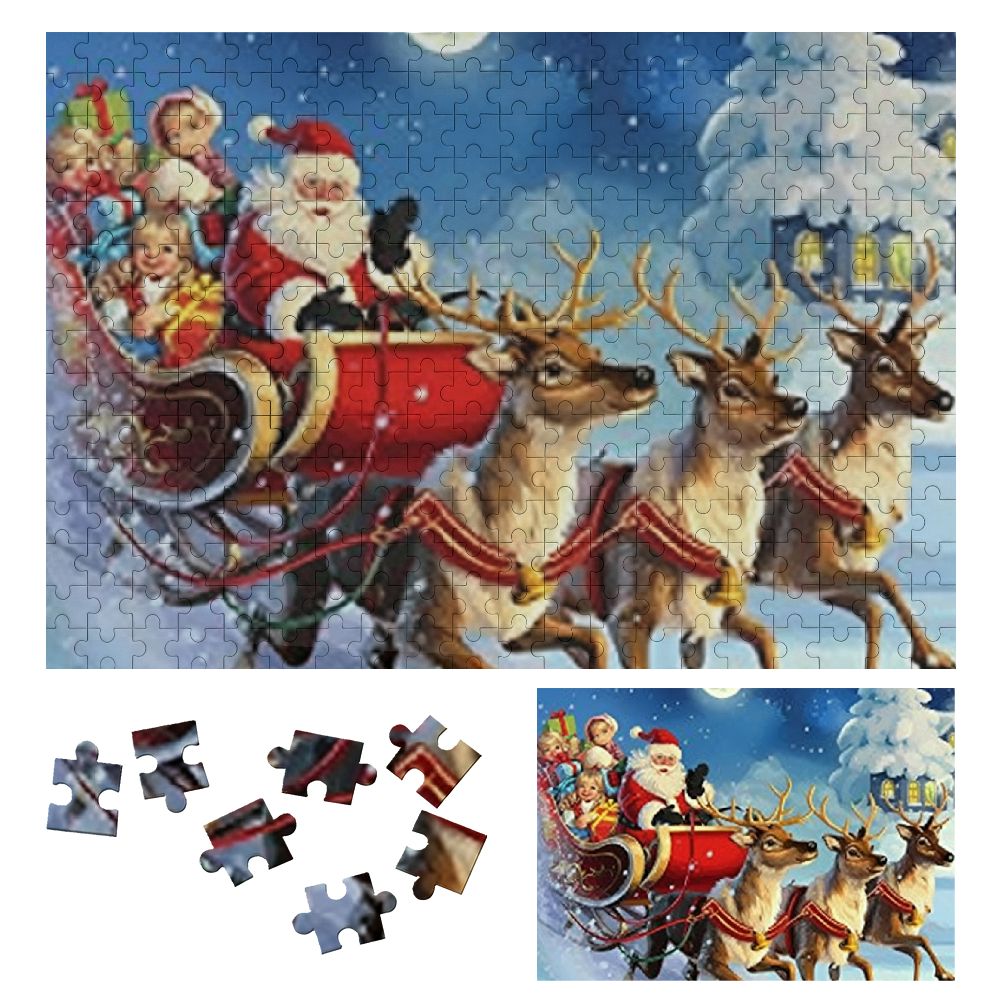 Sheronv Santa Sleigh Reindeers Wooden Jigsaw Puzzle Horizontal Style ...