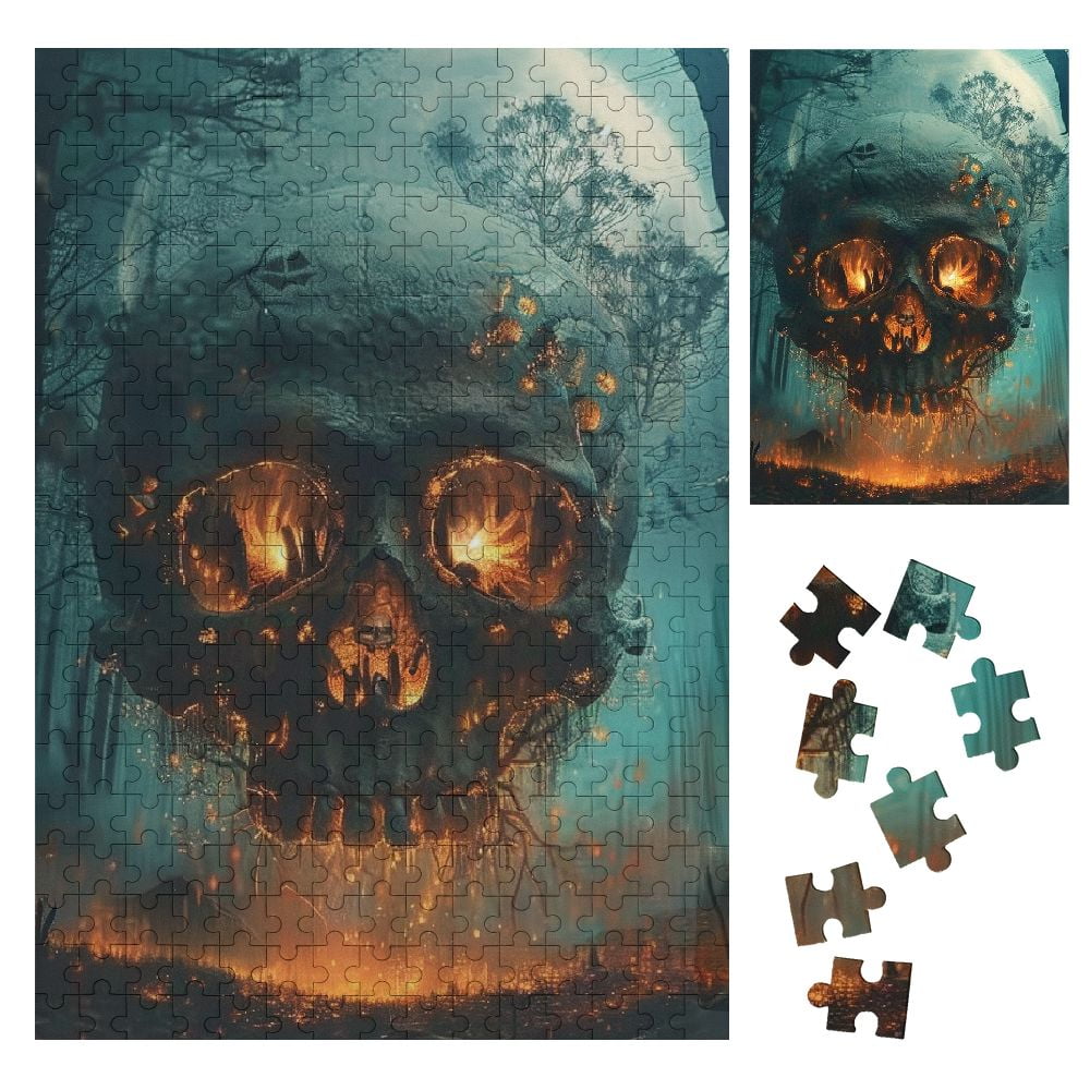 Sheronv Skull Forest Glowing Eyes Wooden Jigsaw Puzzle Vertical ...