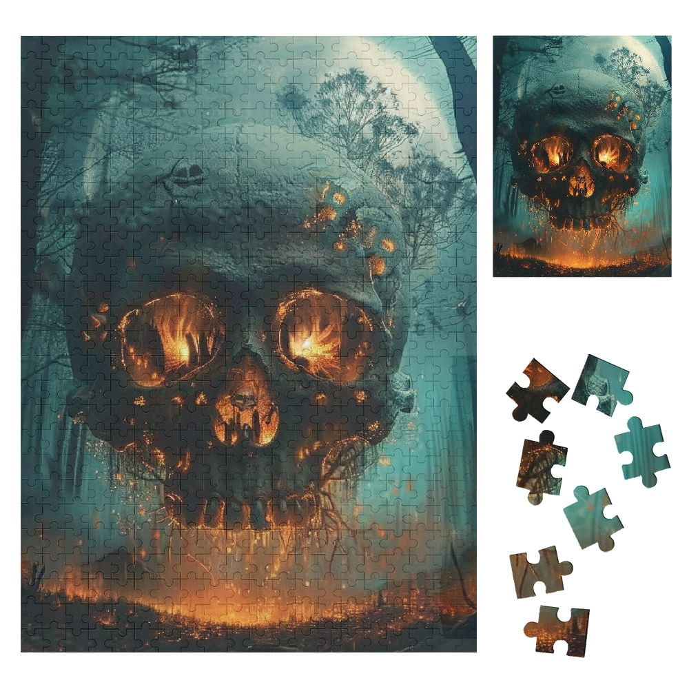 Sheronv Skull Forest Glowing Eyes Wooden Jigsaw Puzzle Vertical Impossible Puzzles - Ideal ...