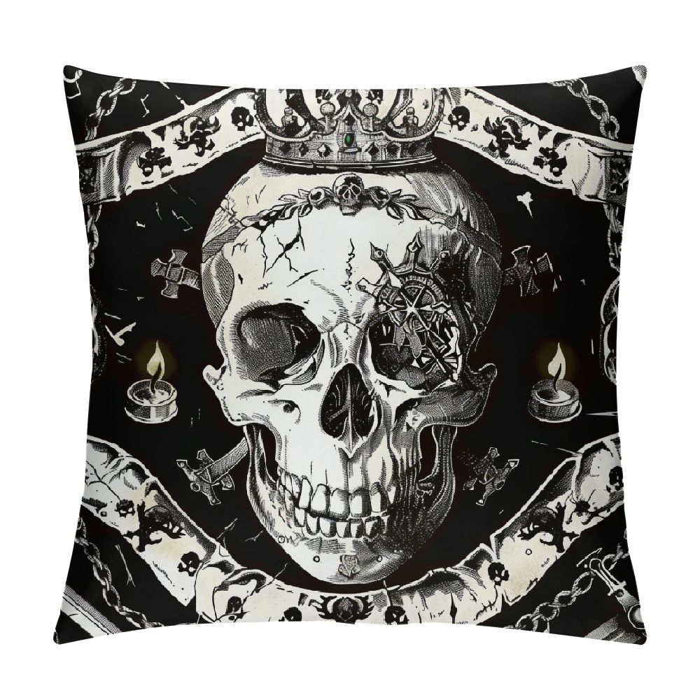 Sheronv Skull Swords Crown Graphic Decorative Throw Pillow Cover for ...