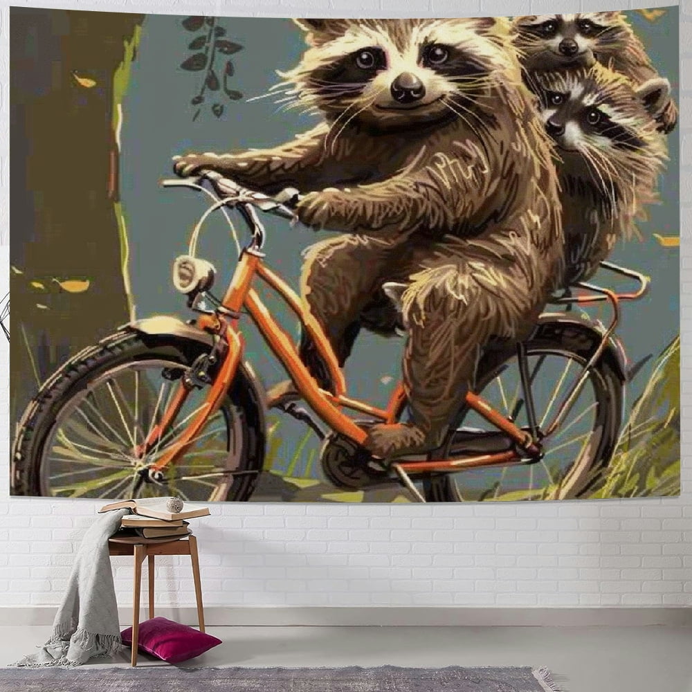 Sheronv Sloth Raccoon Tapestry Wall Hanging Unique Style Graphic ...