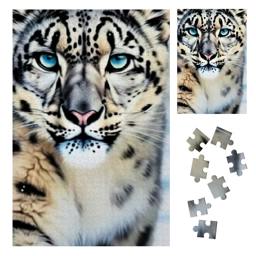 Sheronv Snow Leopard Wooden Jigsaw Puzzle Vertical Style Family Friends ...