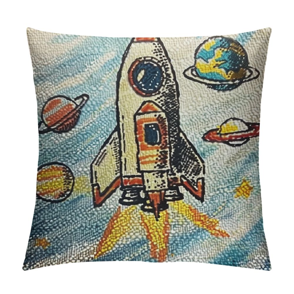 Sheronv Space Shuttle Rocket Ship Sci-Fi Graphic Decorative Throw ...
