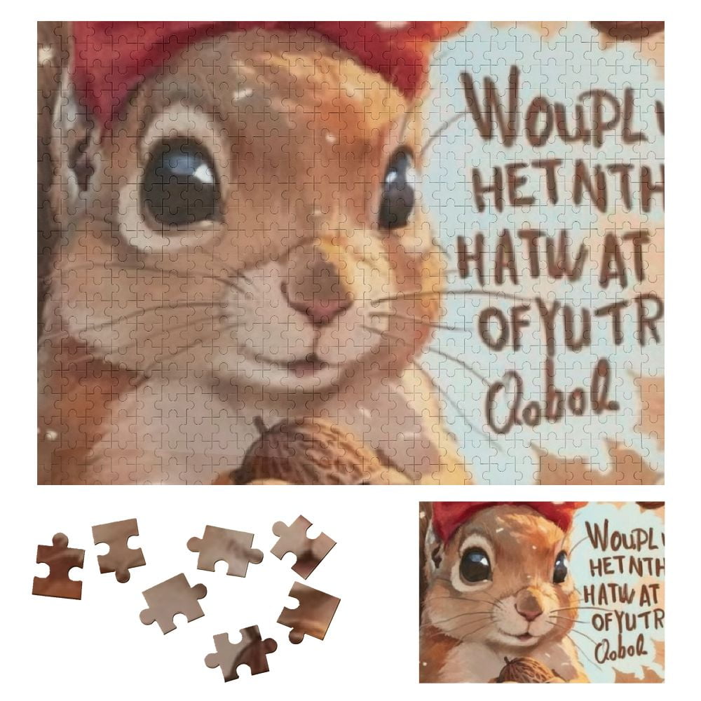 Sheronv Squirrel Red Bow Nut Wooden Jigsaw Puzzle Horizontal Impossible ...