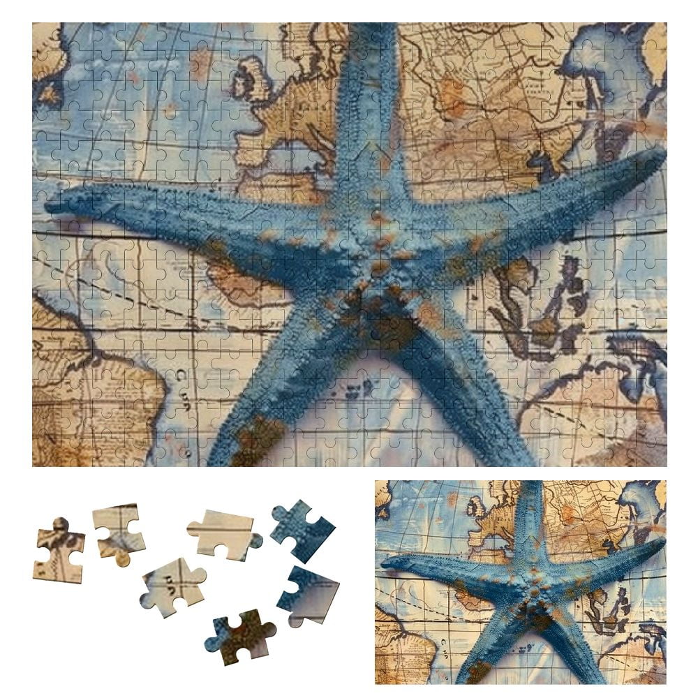 Sheronv Starfish Ocean Map Wooden Jigsaw Puzzle Challenging Difficult ...