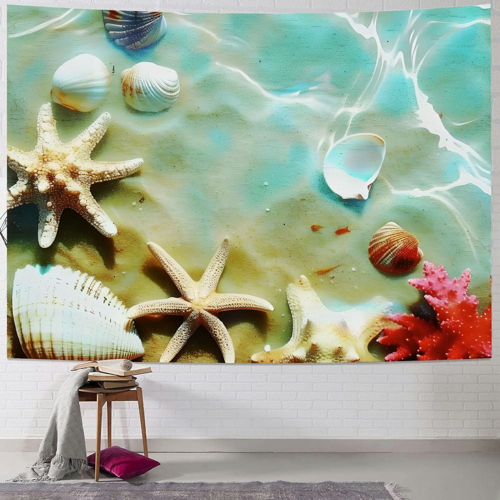 Sheronv Starfish Sea Shells Beach Sand Tapestry Wall Hanging Unique ...