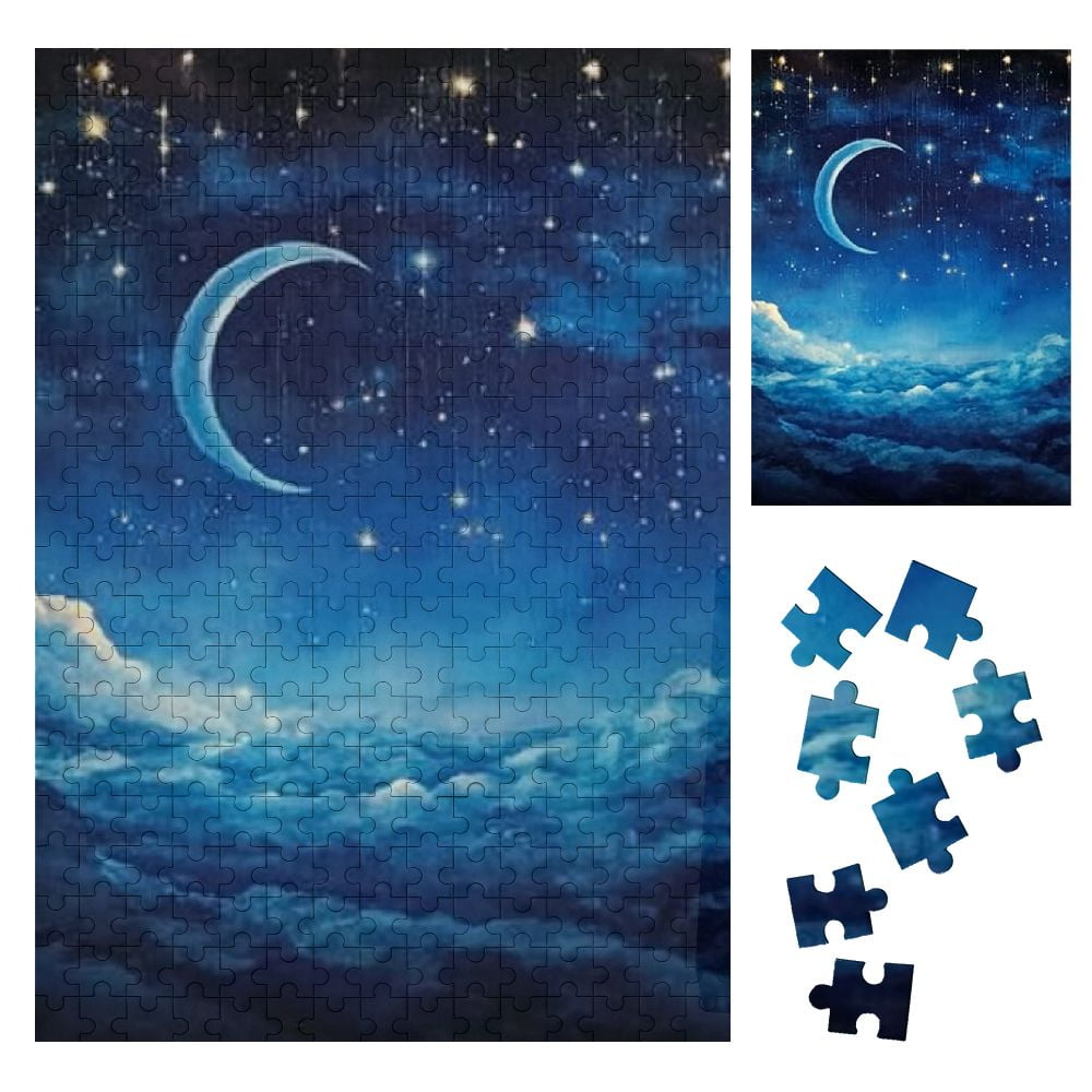 Sheronv Stars Crescent Moon Wooden Jigsaw Puzzle Vertical Challenging Difficult Wood Puzzles for ...