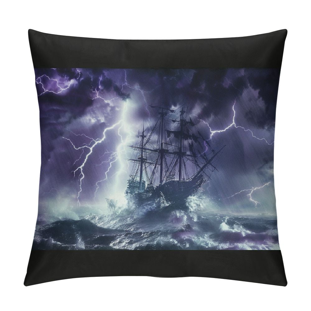 Sheronv Stormy Sea Graphic Decorative Throw Pillow Cover for Home Couch ...