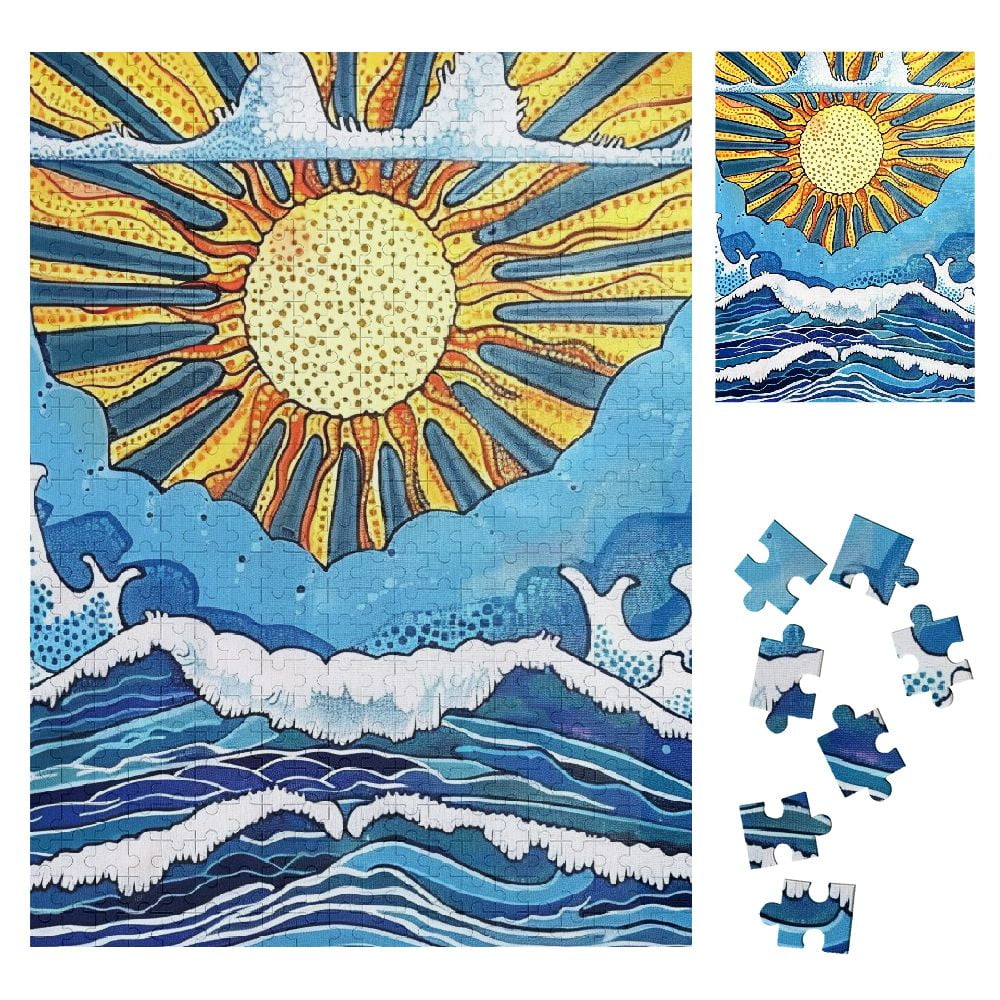 Sheronv Sun Clouds Waves Wooden Jigsaw Puzzle Vertical Impossible Wood ...