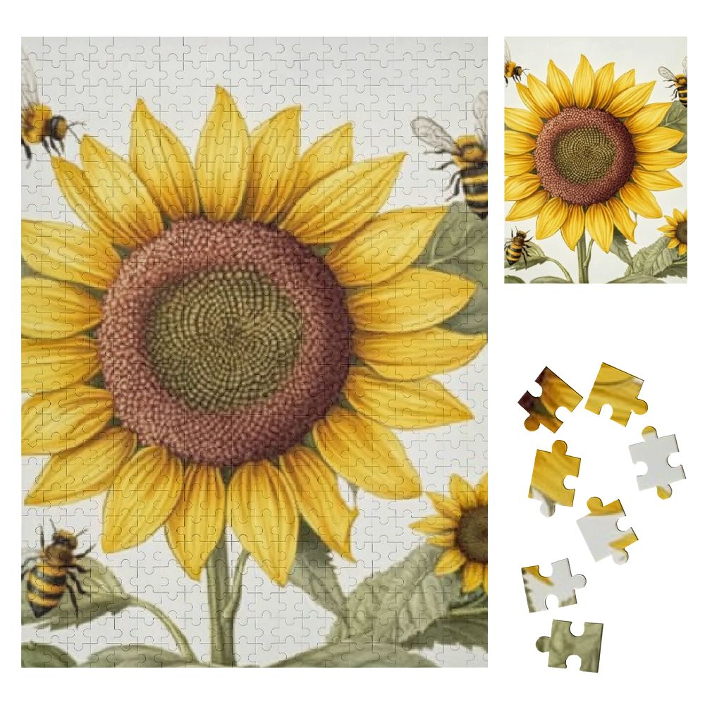 Sheronv Sunflower Bees Vertical Impossible Wooden Puzzles Wooden Gift ...