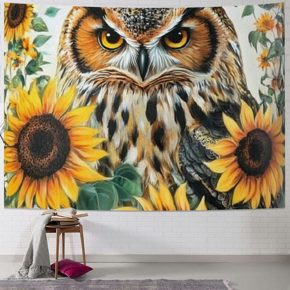Sheronv Sunflowers Bird Tapestry Wall Hanging Unique Style Graphic ...