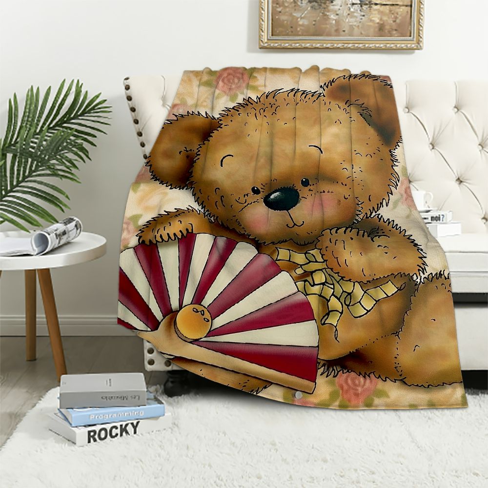 Sheronv Teddy Bear Warm Lightweight Flannel Fabric Blanket Soft Fleece ...