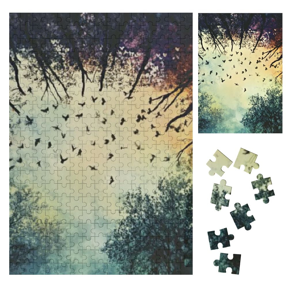 Sheronv Trees Birds Sky Wooden Jigsaw Puzzle Vertical Challenging ...