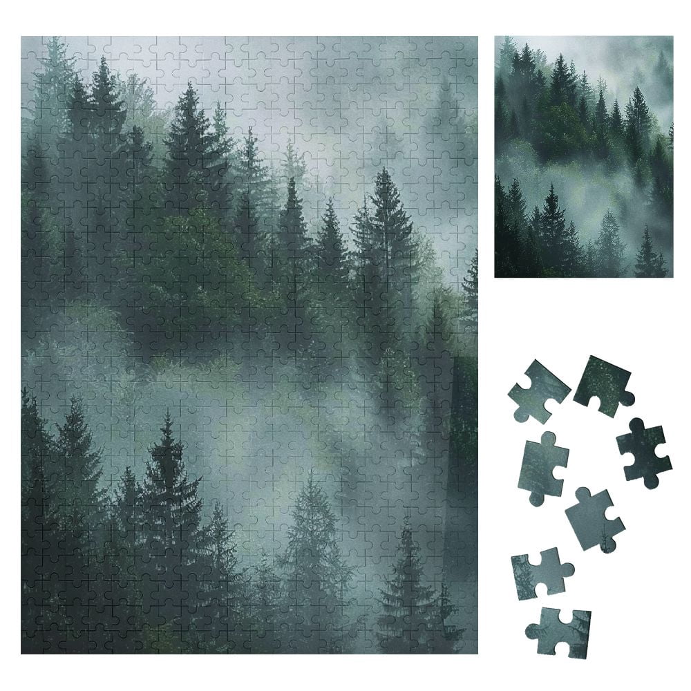 Sheronv Trees, Fog Wooden Jigsaw Puzzle Vertical Style Gift for Family ...
