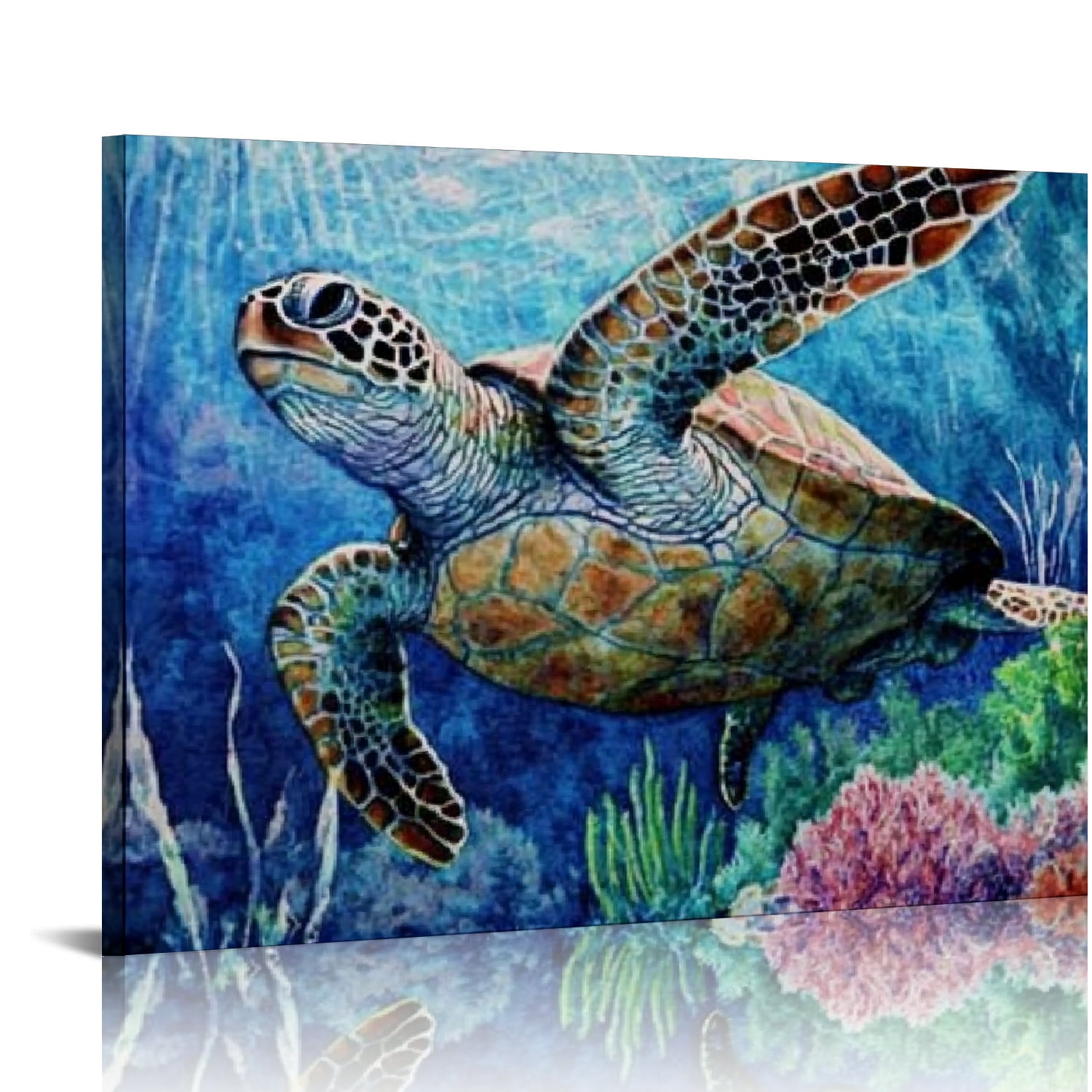 Sheronv Turtle Ocean Coral Canvas Wall Art Living Room Bedroom Office ...