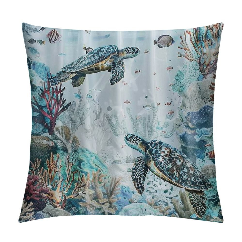 Sheronv Turtles Ocean Corals Graphic Decorative Throw Pillow Cover for ...