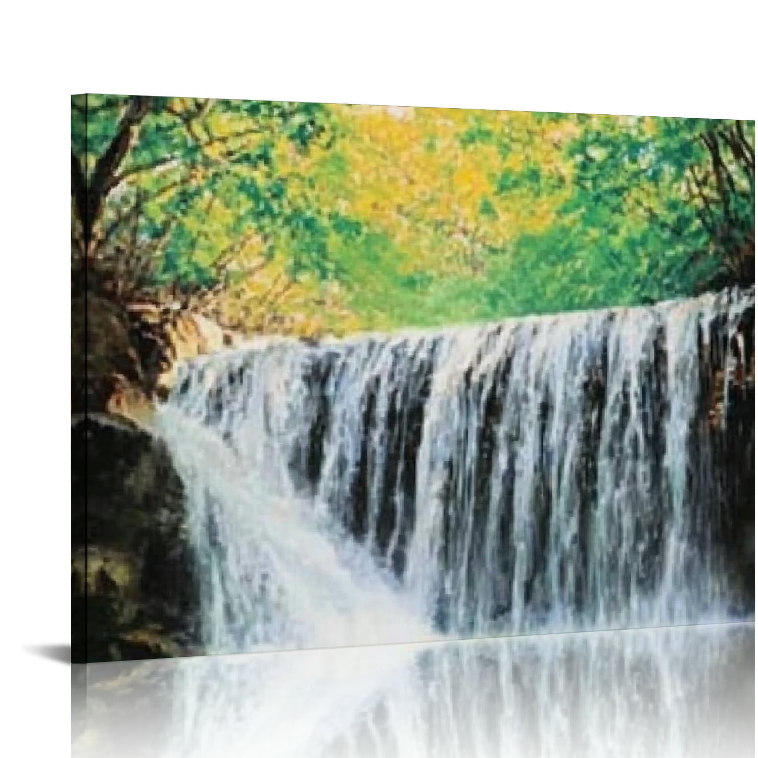 Sheronv Waterfall Forest Green Water Canvas Prints Wall Art for Living ...