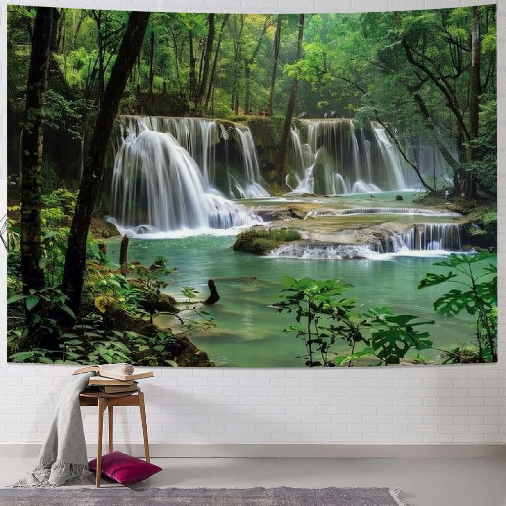Sheronv Waterfall Forest People Tapestry Wall Hanging Unique Style Home ...