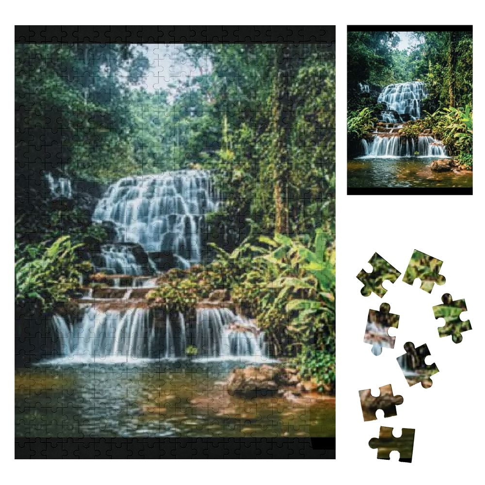 Sheronv Waterfall Forest Plants Wooden Jigsaw Puzzle Vertical ...