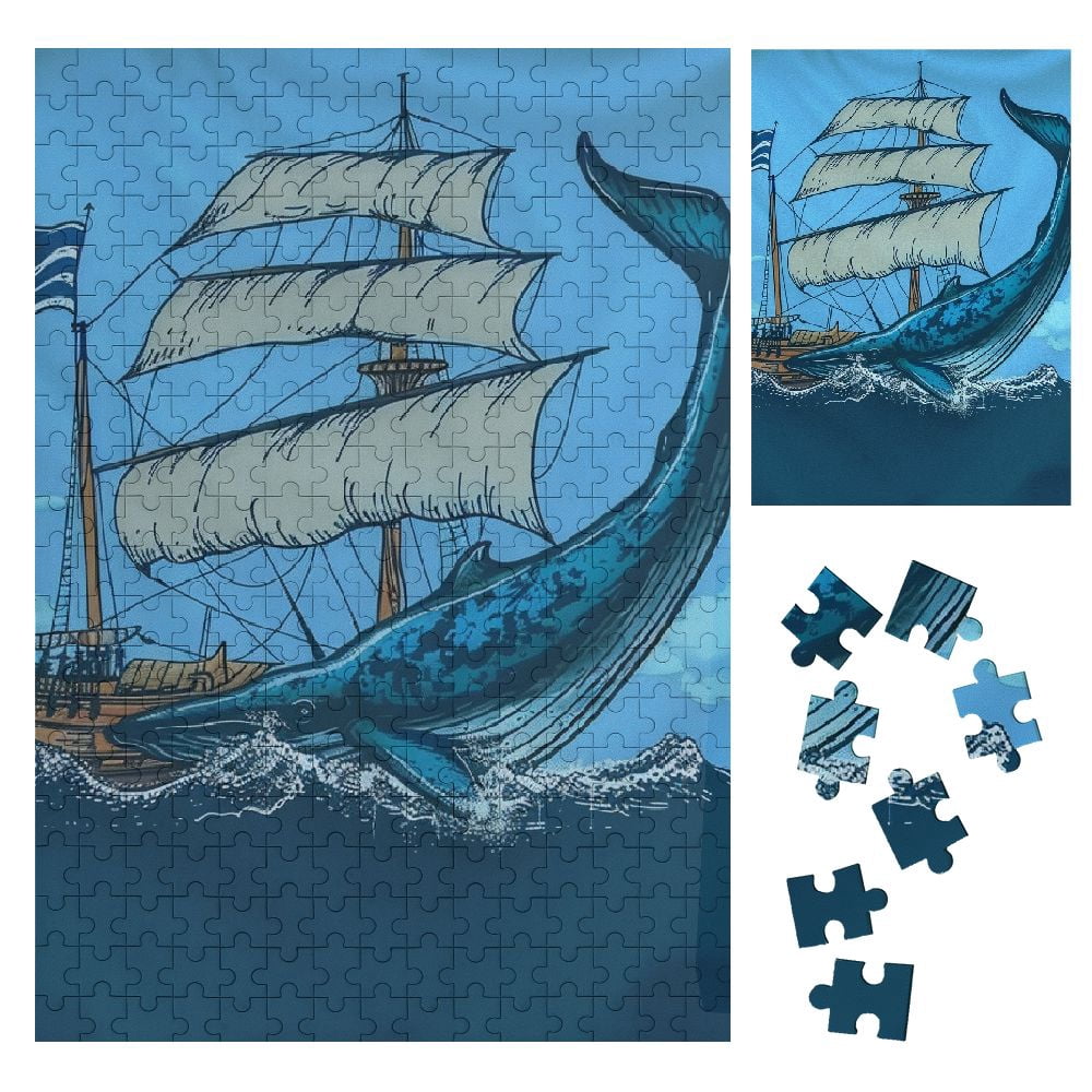 Sheronv Whale Ship Ocean Wooden Jigsaw Puzzle Vertical Leisure Game Toy ...