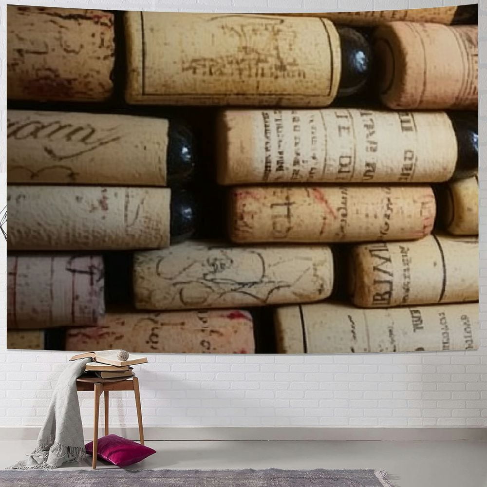 Sheronv Wine Corks and Labels Tapestry Wall Hanging Unique Style for ...