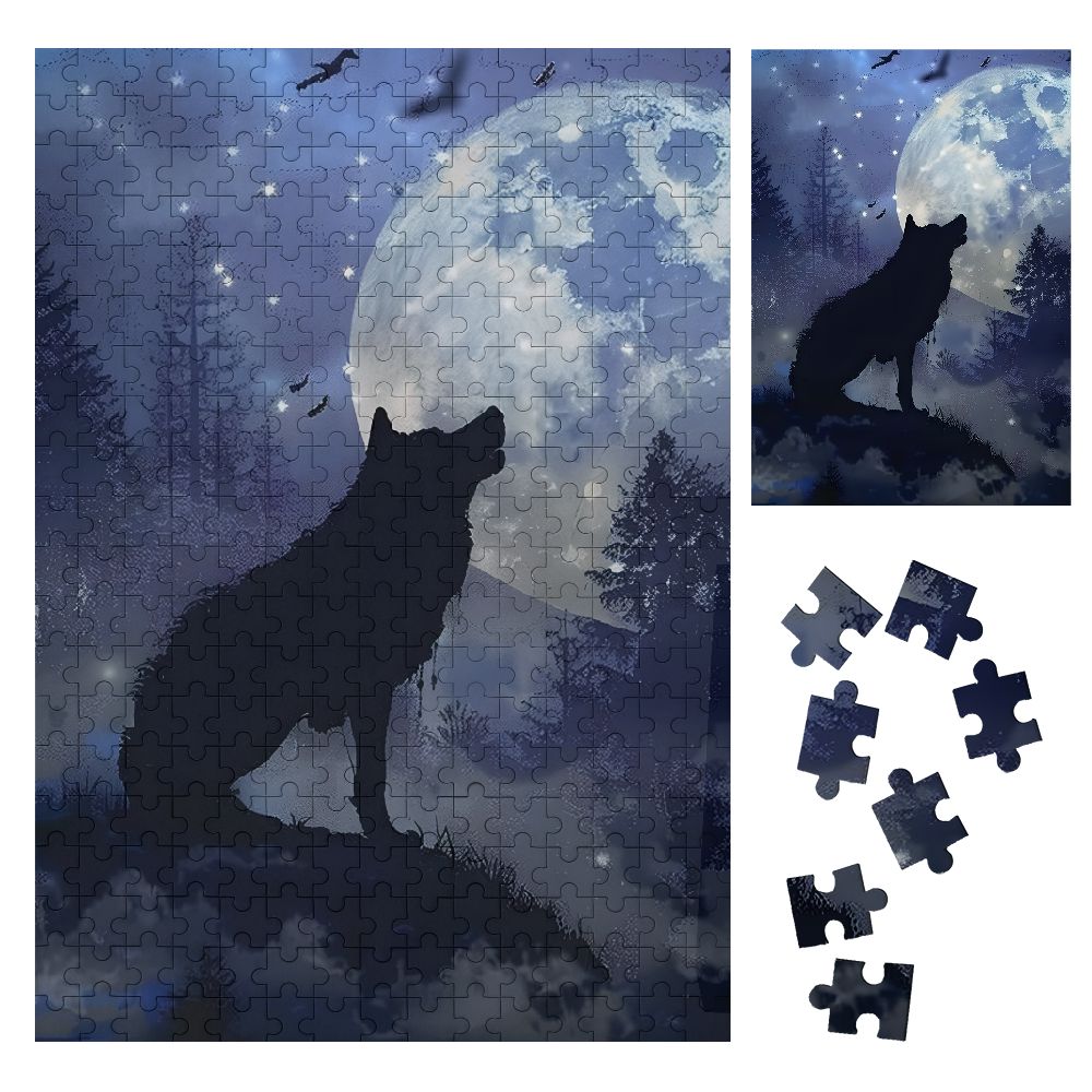 Sheronv Wolf Moon Gothic Art Wooden Jigsaw Puzzle for Adults and Kids ...