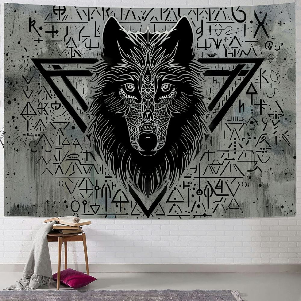 Sheronv Wolf Triangle Symbols Tapestry Wall Hanging Unique Style ...