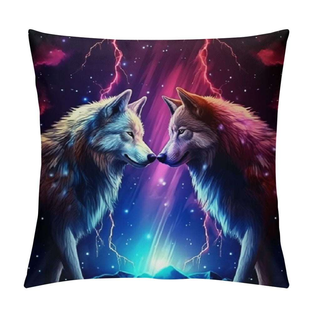 Sheronv Wolves Starry Sky Graphic Decorative Throw Pillow Cover for ...