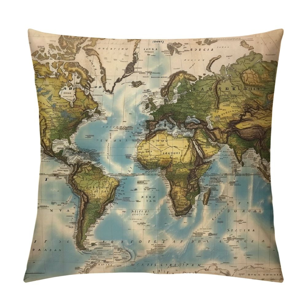 Sheronv World Map Countries Borders Decorative Throw Pillow Cover for ...