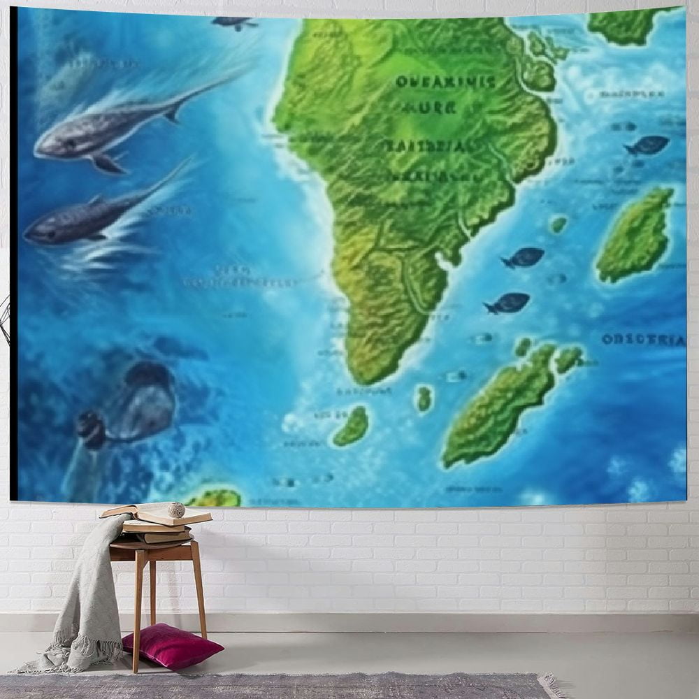 Sheronv World Map Tapestry Wall Hanging Unique Style Graphic Tapestries ...
