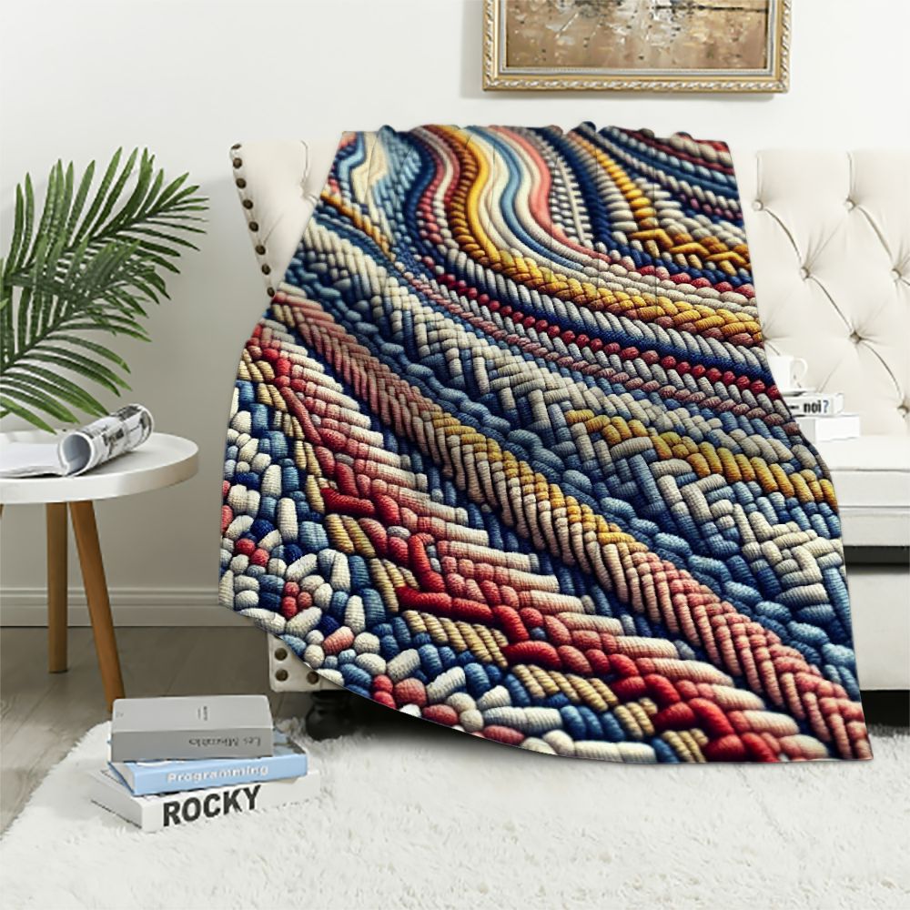 Sheronv Woven Fabric Texture Warm Lightweight Blanket Soft Fleece ...