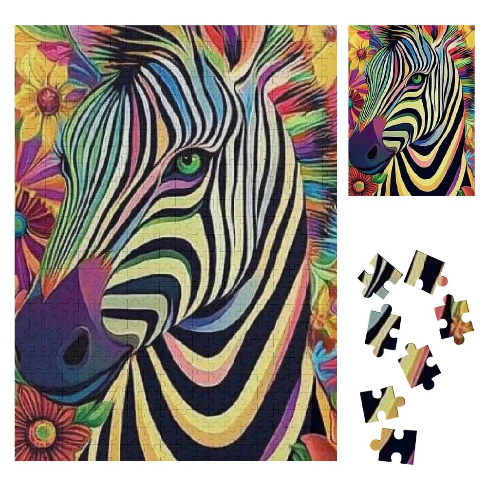 Sheronv Zebra Flowers Psychedelic Challenging Difficult Wood Puzzles ...