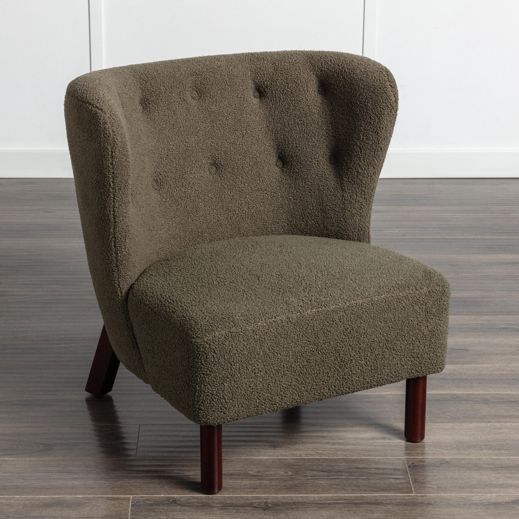 Sherpa Accent Chair, Mid Century Modern Lamb Fleece Armchair with ...