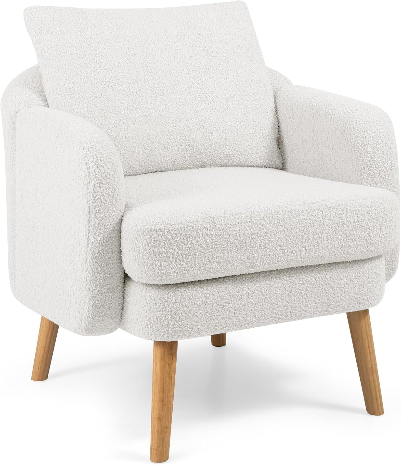 Sherpa Accent Chair, Modern Upholstered Single Sofa Chair with Back ...