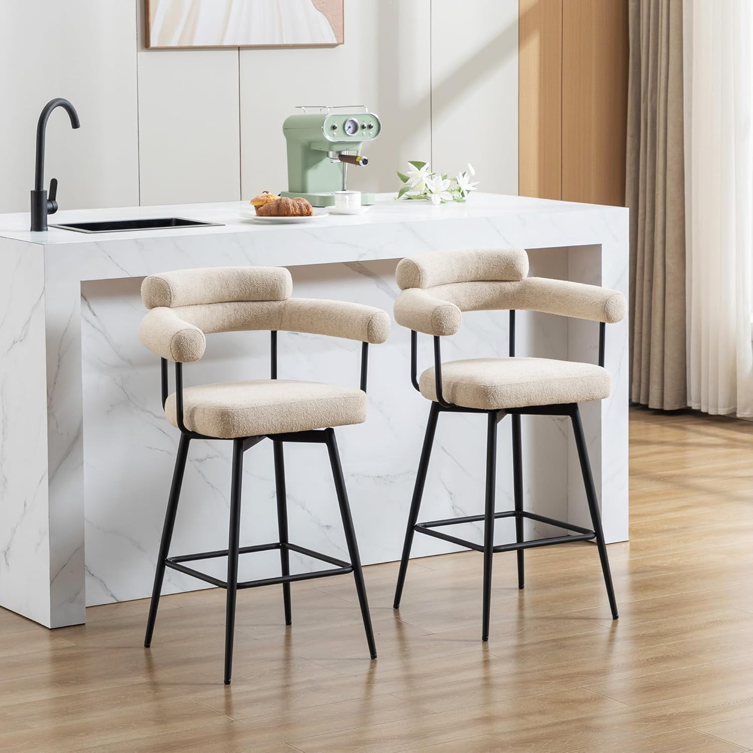 Sherpa Counter Height Bar Stools Swivel Barstools with Full Backs ...