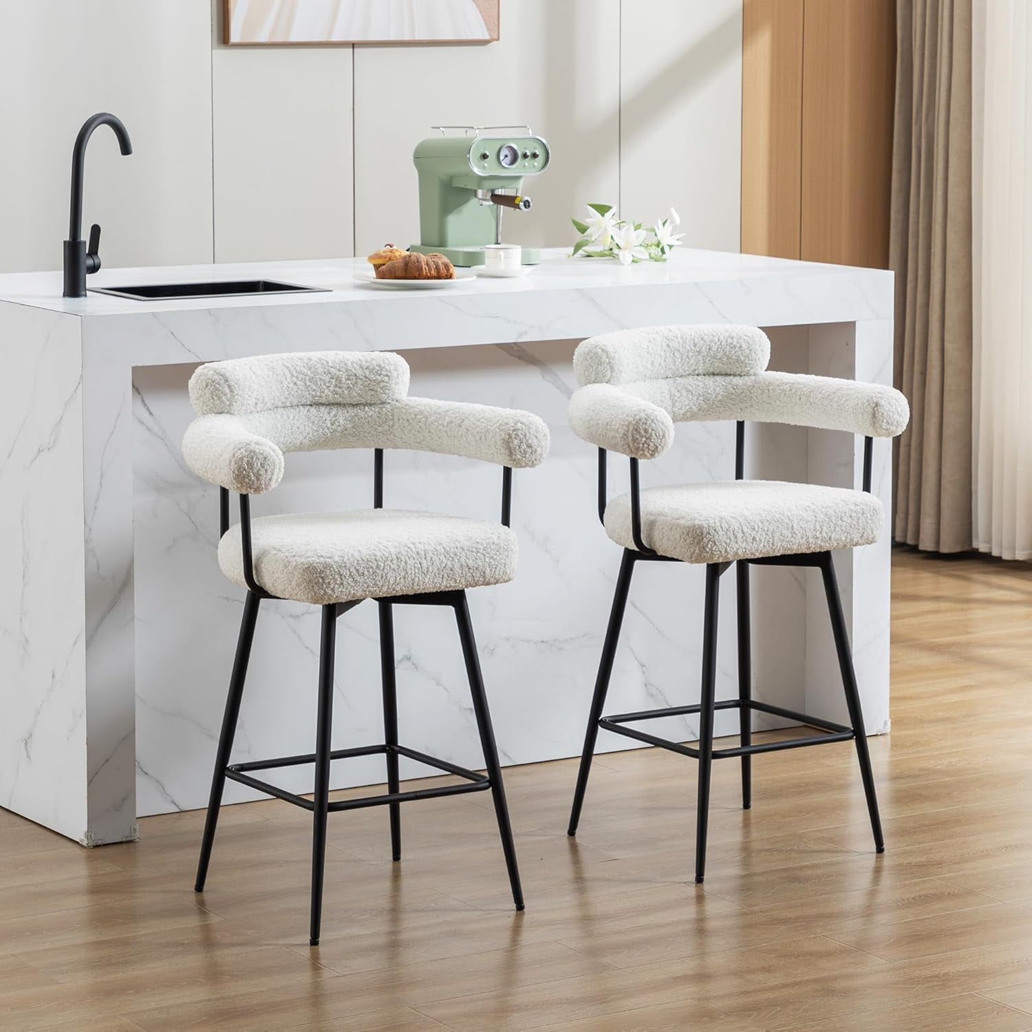 Sherpa Counter Height Bar Stools Swivel Barstools with Full Backs ...