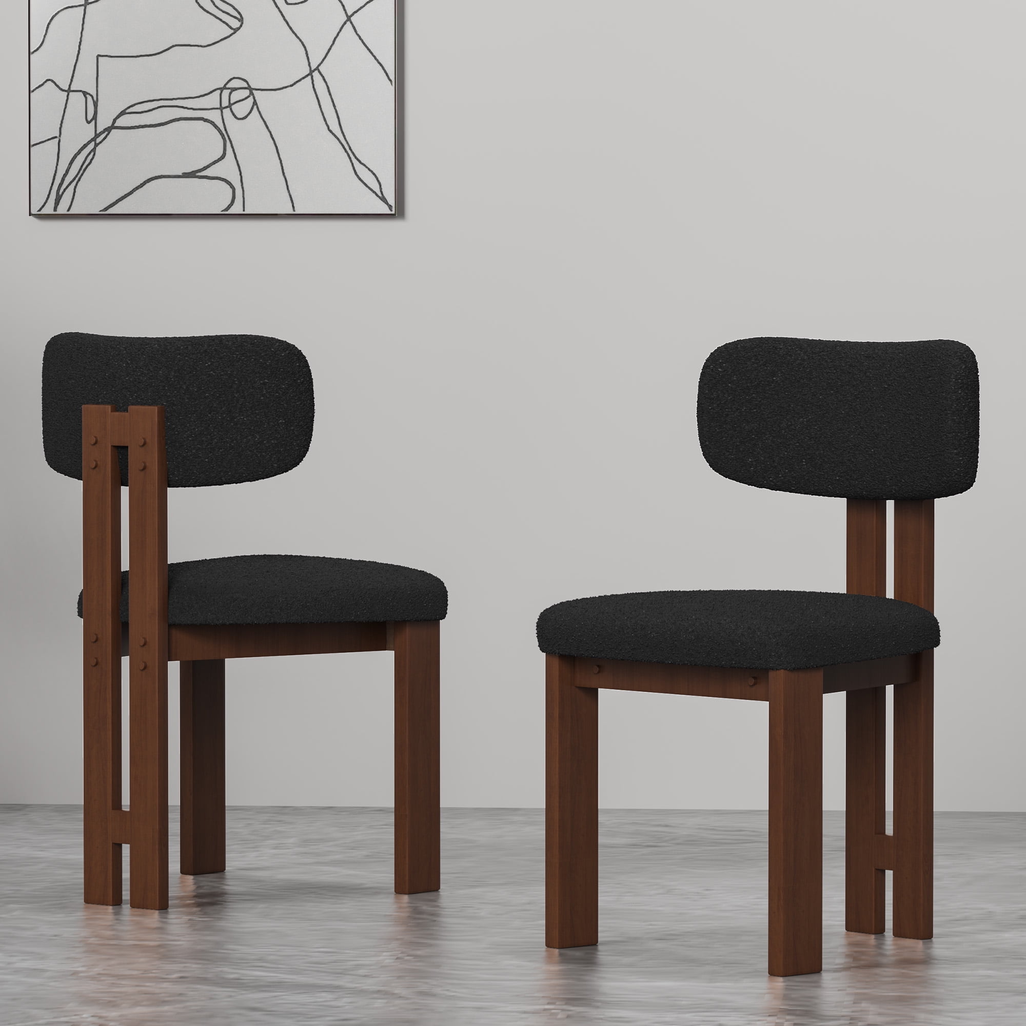 Sherpa Dining Chairs Set of 2, Kitchen Chairs with Solid Wood Legs ...